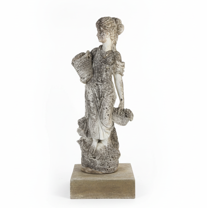 Weathered Maiden Basket Concrete Garden Statue – Fickle International ...